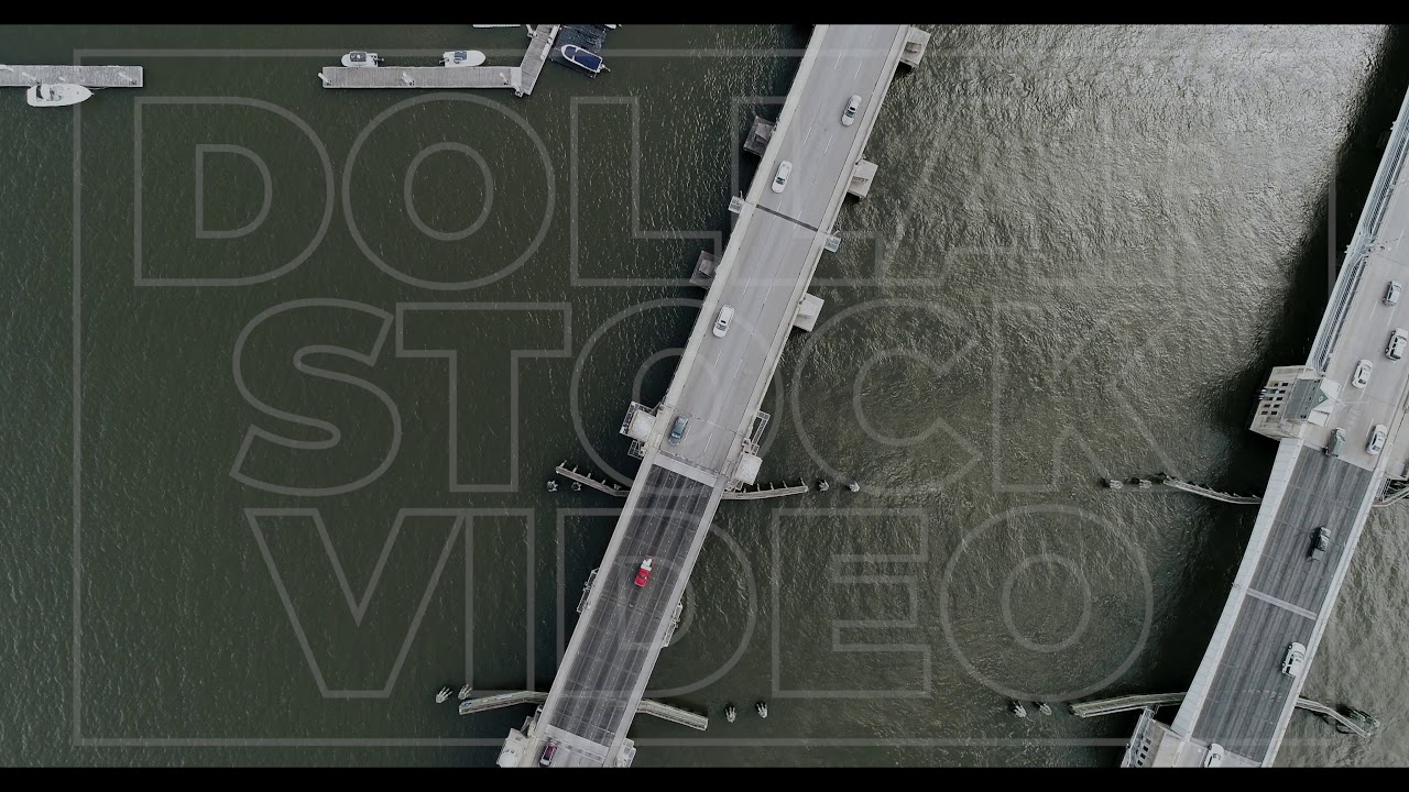 Highway Bridge over Water Top Down Aerial | Stock Drone Footage of ...