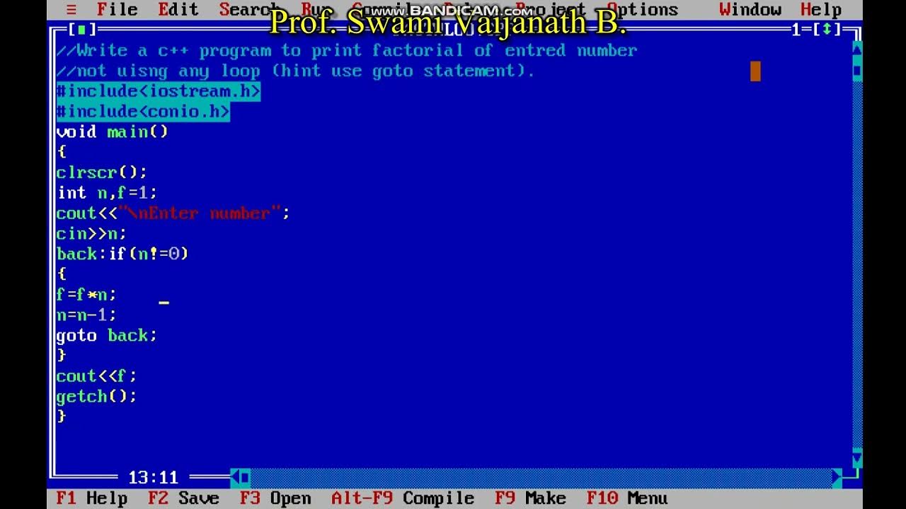Factorial Of Entered Number By Using Goto Statementprogrammingeducationcpplanguagescomputer