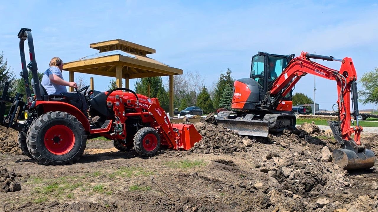 All ORANGE (Kubota) Day! Dig Crawl Space, Prep for RAIN! - YouTube