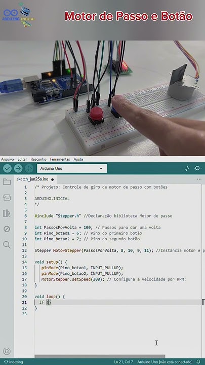 Controlando Motor De Passo Com Botão No Arduino Arduinocomofunciona Arduinoproject Tutorial 1476