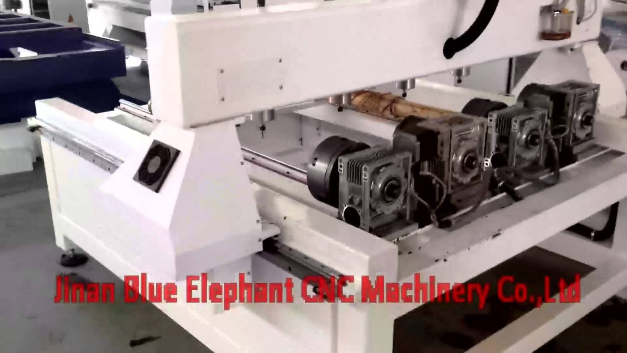 800x900 cnc machine with 4 rotary device and 4 spindles - YouTube