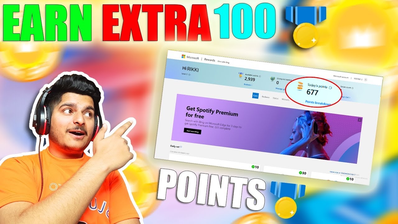 EARN EXTRA 100 POINTS DAILY IN MICROSOFT REWARDS | 🔴 LIVE PROOF 🔴 - YouTube