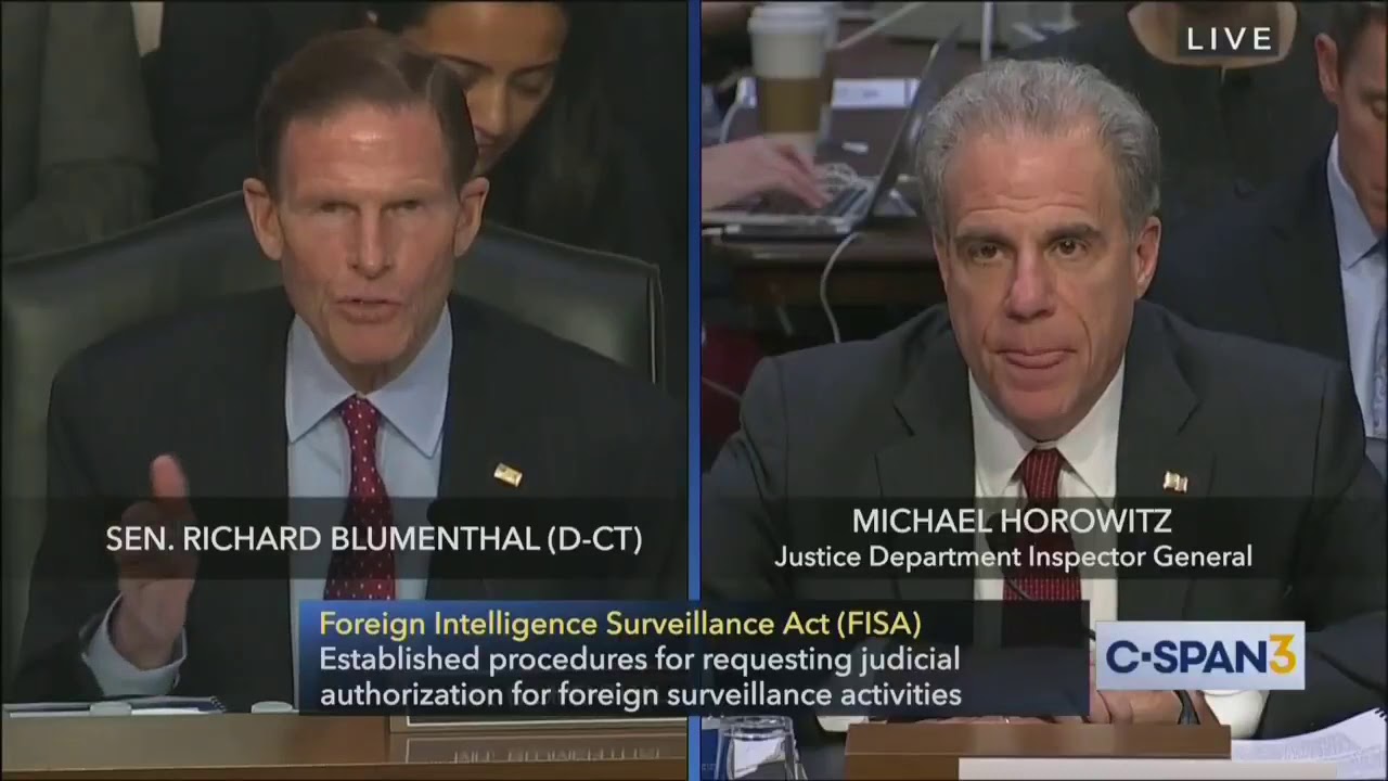 IG Horowitz Corrects A Senate Dem Who Suggests The FISA Warrants ...