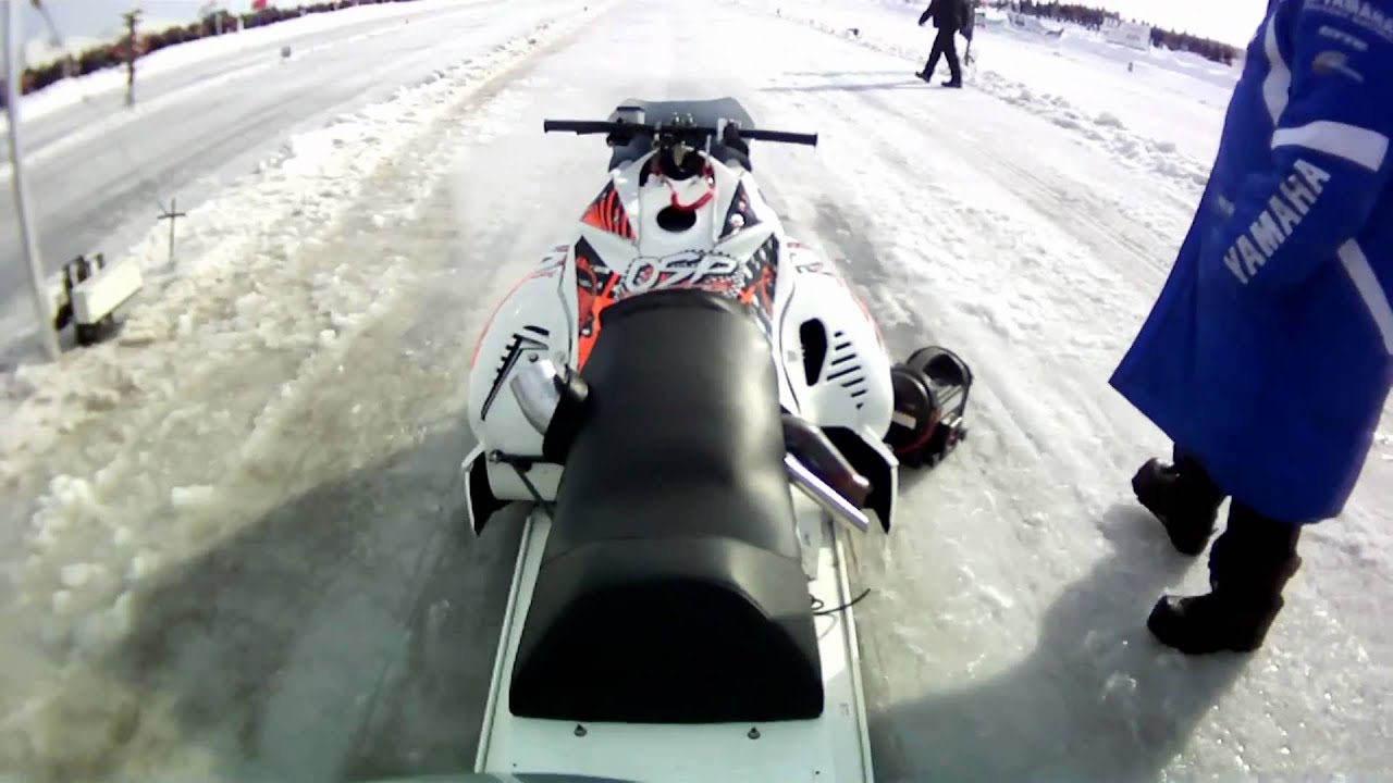 Take a ride on a OSP outlaw Turbo Snowmobile 4.46 @ 156mph - YouTube