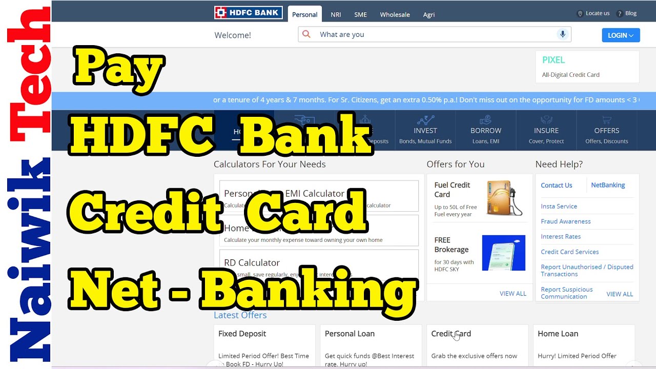 How to Pay HDFC Bank Credit Card Bill via Net Banking - YouTube