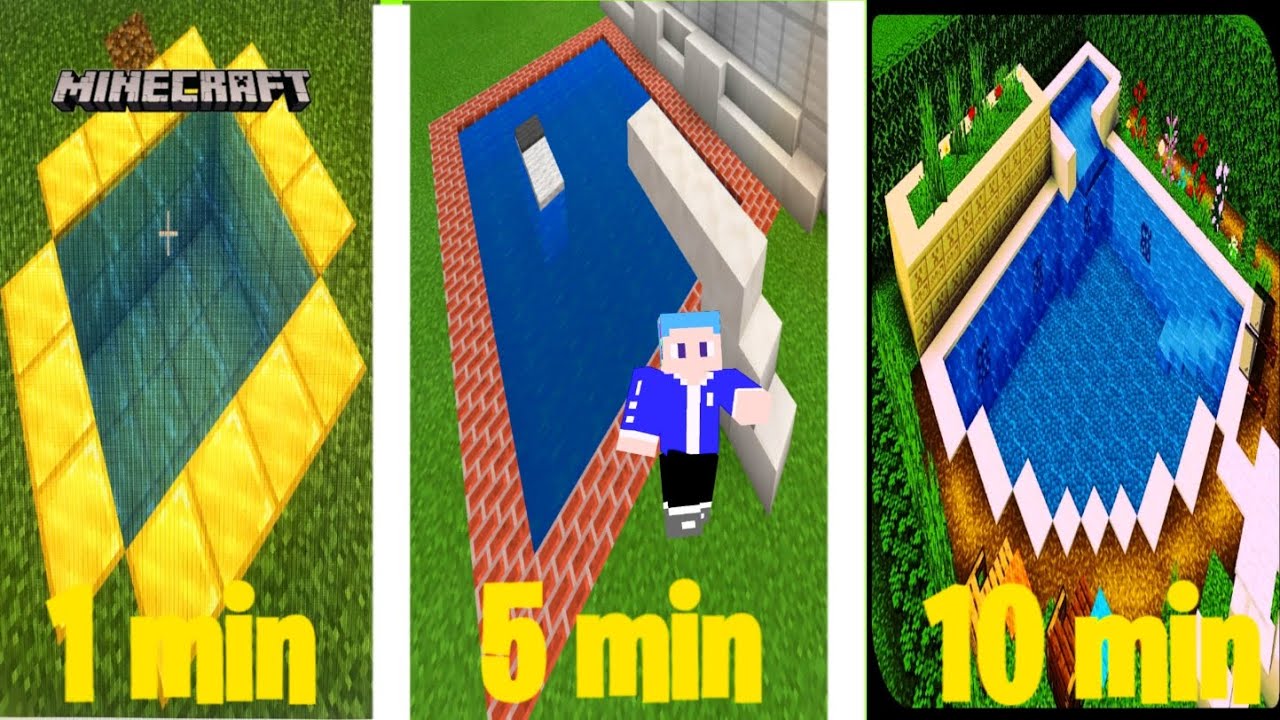 PISCINA DE: 1 MINUTO, 5 E 10 MINUTOS NO MINECRAFT - YouTube