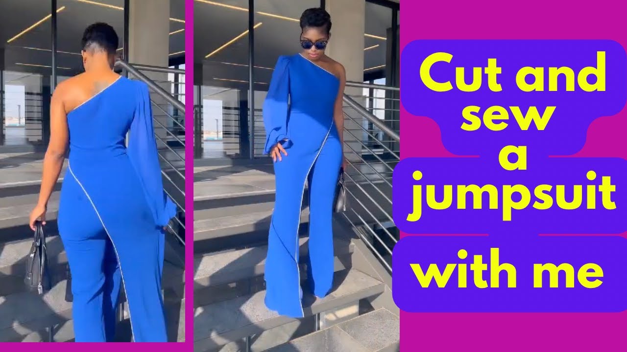 Cut and sew a jumpsuit with an asymmetric sleeve (monosleeve) with me # ...