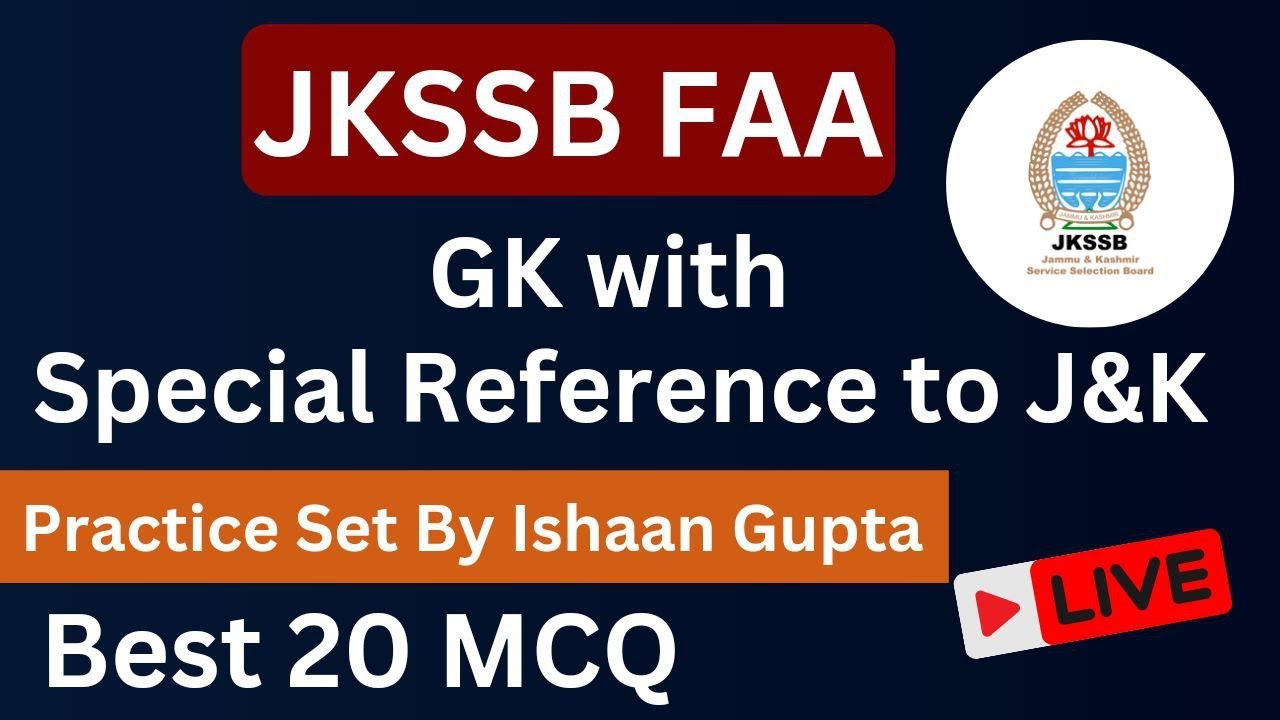 GK with special reference to J&K - Practice Set - Best 20 MCQ - JKSSB ...
