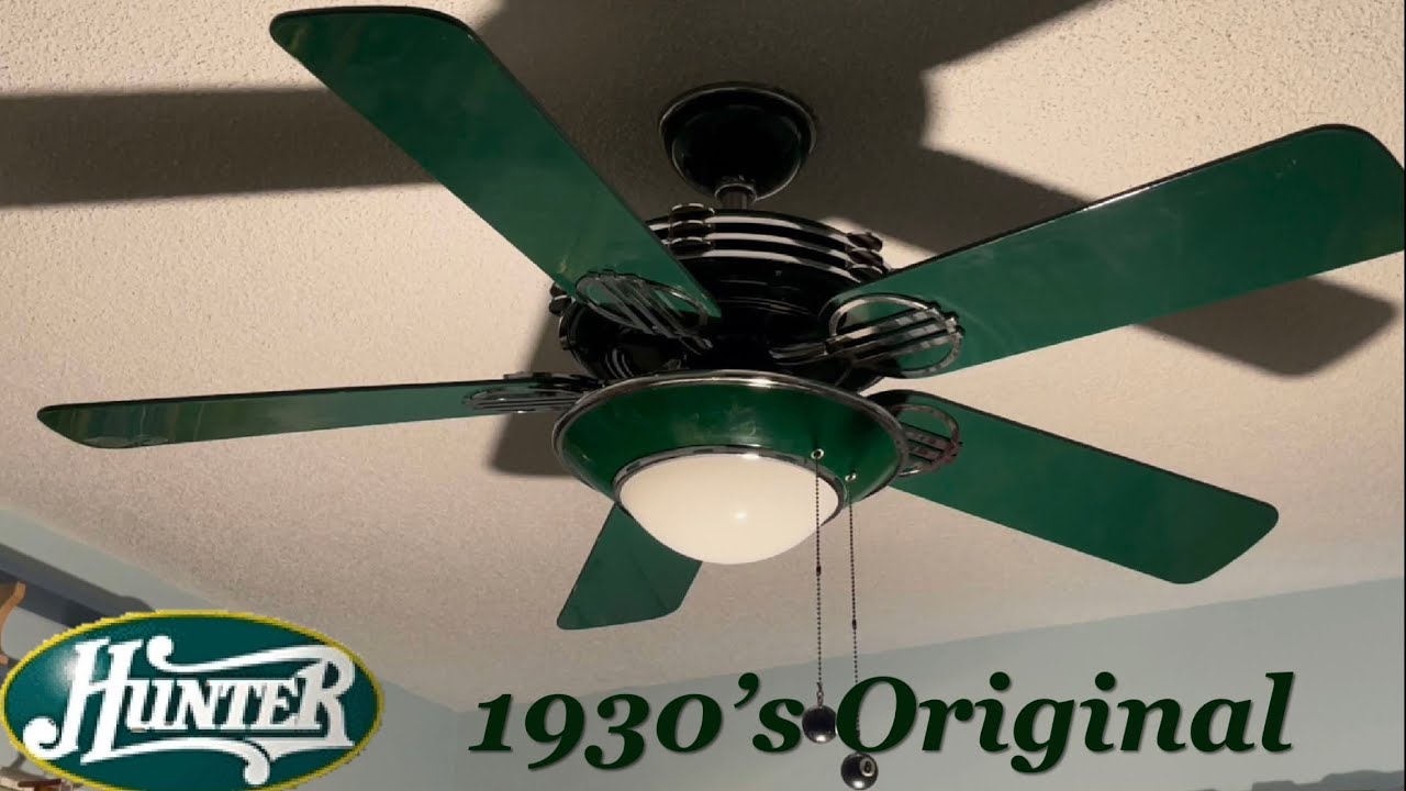 52" Hunter 1930’s Original Ceiling Fan (Hunter Green) (New Years ...