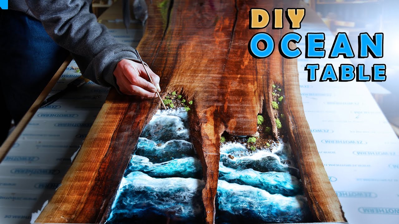 How to make Ocean Waves with Epoxy Resin / Ocean Table / Walnut Wood ...