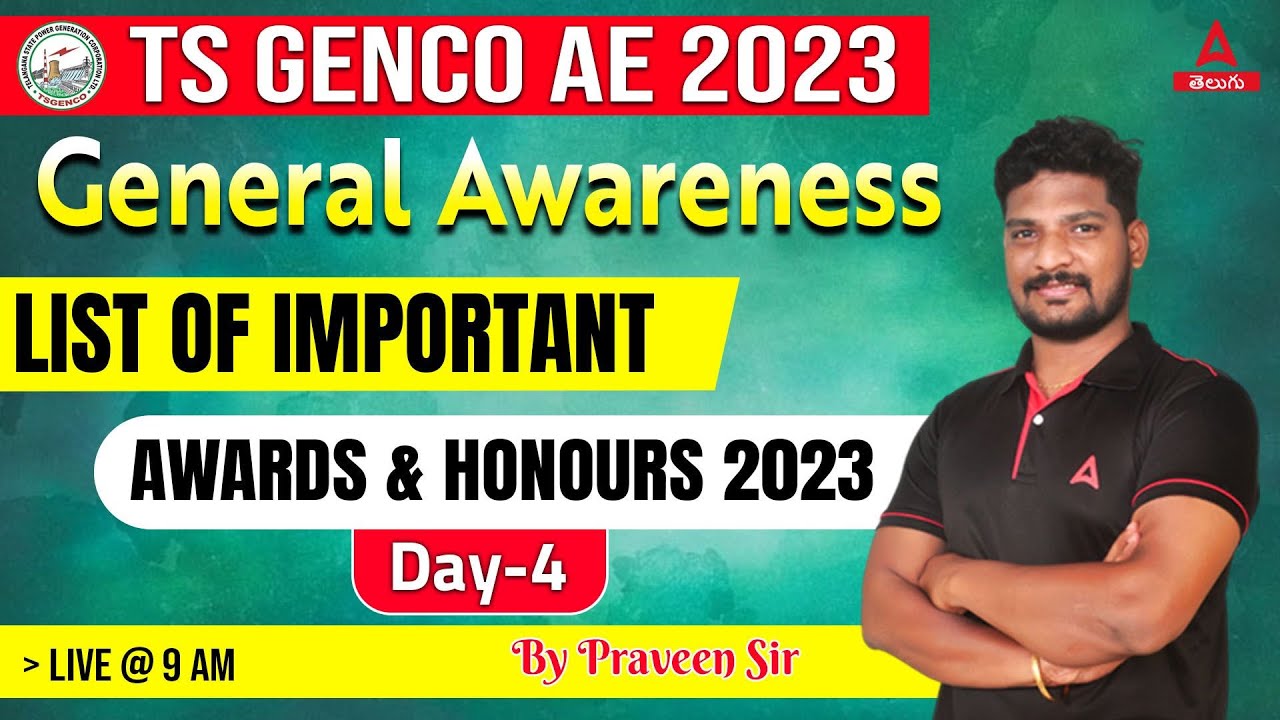 TS Genco AE 2023 General Awareness | LIST OF IMPORTANT AWARDS & HONOURS ...