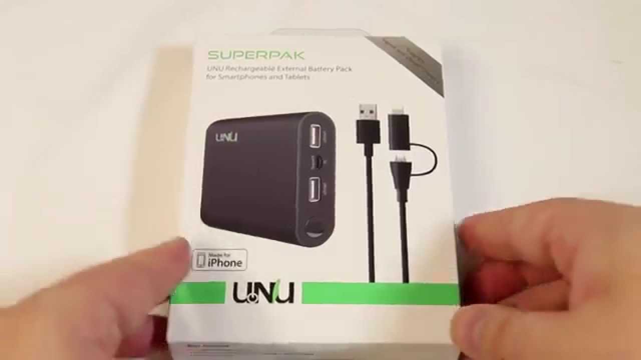 UNU Superpak 10,000mAh Battery Pack Unboxing Review Unucase - YouTube