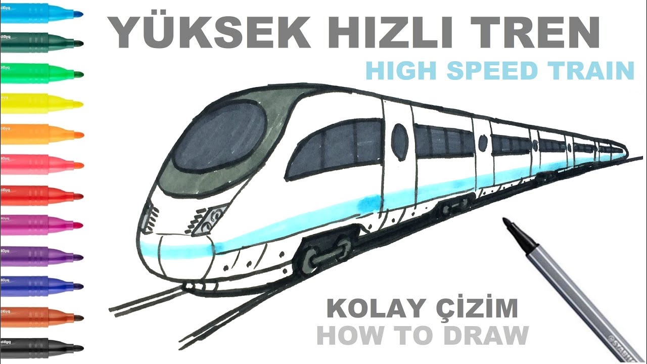 Easy Drawing High Speed Train I Kolay Yüksek Hızlı Tren Çizimi I Tren ...