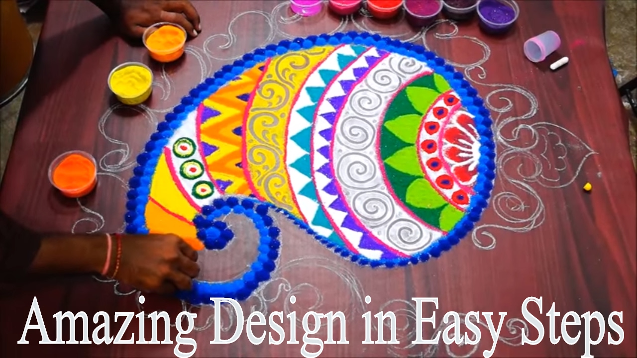 Indian Rangoli Kairi Shaped Rangoli Design simple and easy - YouTube