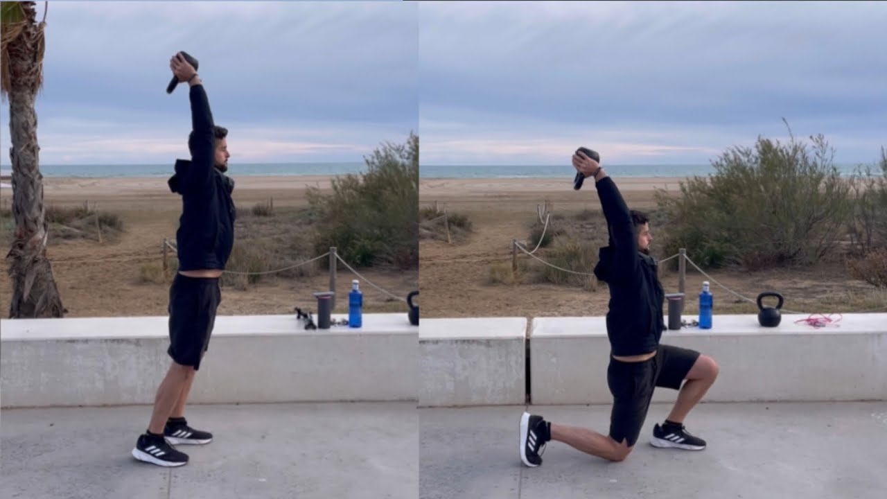 KB Lunges Overhead - YouTube
