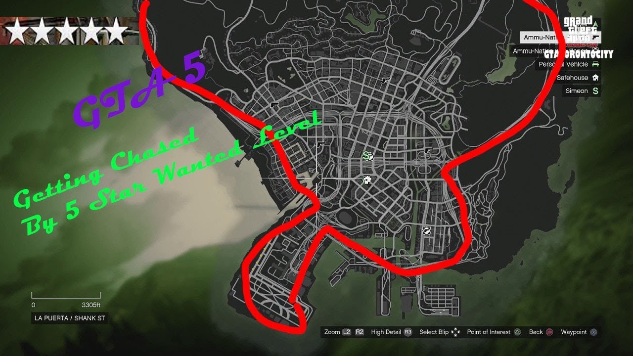 GTA V Full Map 5 Stars Police Chase - ADDIGAMING - YouTube