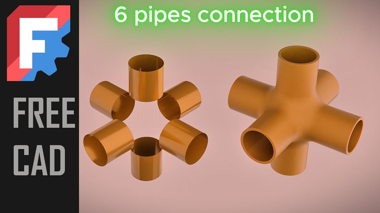 FreeCAD 1.0 Six Pipes Connection - YouTube
