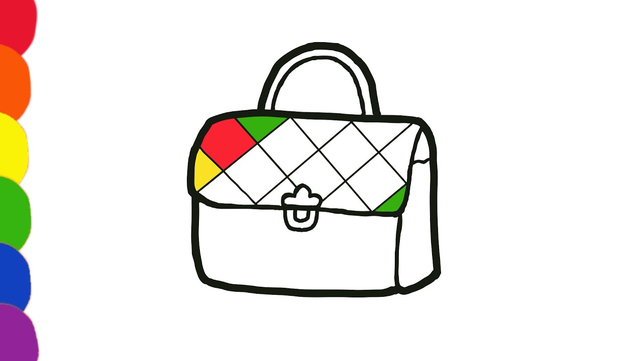 How to Draw Bag easy for kids, Drawing, Painting and Coloring toddlers ...