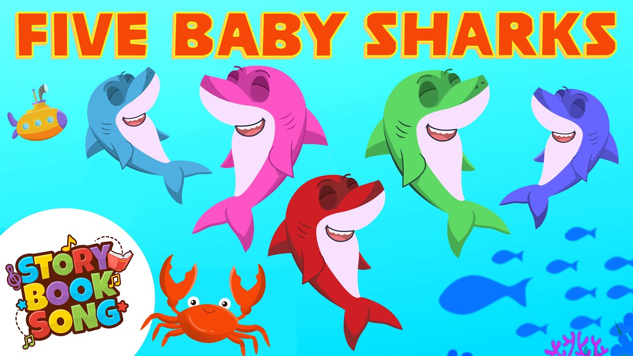 Five Baby Sharks 🦈 Jumping On The Bed! 🤯 Best Baby Shark Songs - YouTube