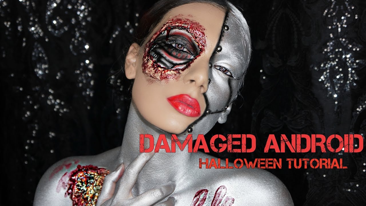 DAMAGED ANDROID | HALLOWEEN TUTORIAL - YouTube
