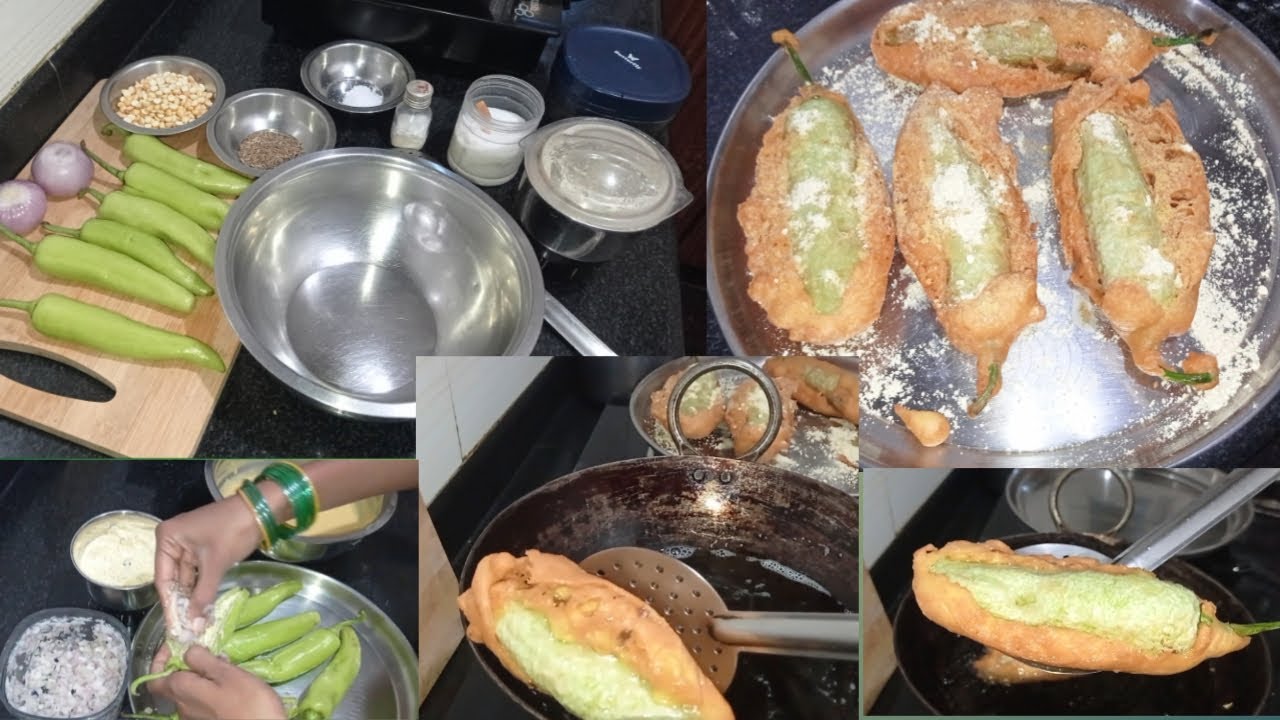 Onion stuffed Mirchi bajji Easy and Tasty - YouTube