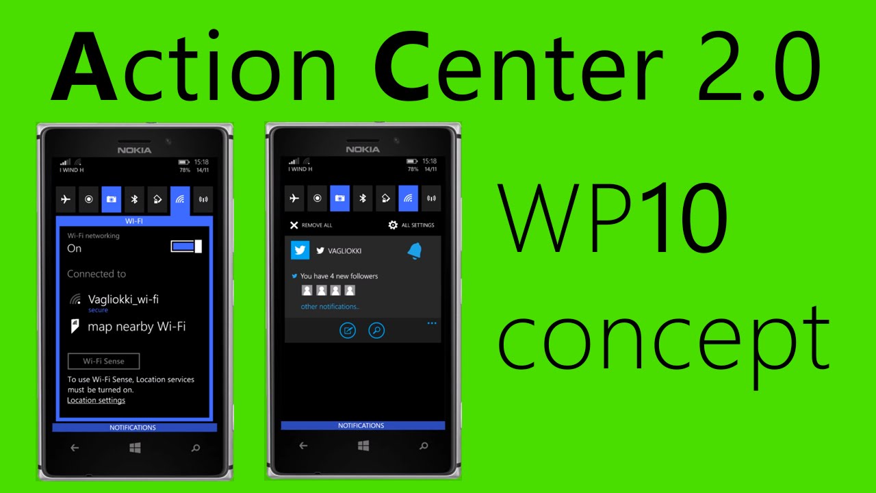 Action Center 2.0 | Windows Phone 10 Concept #5 - YouTube