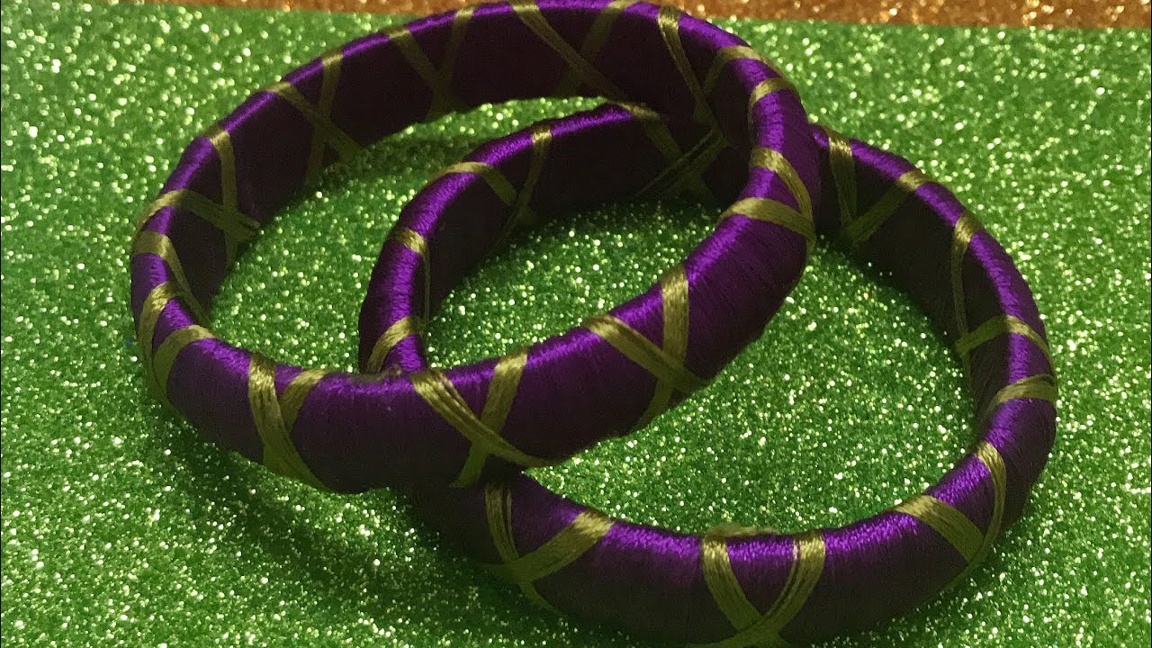 How to make basic silk thread bangles#simple easy criss cross silk thread bangles#sachus world ...