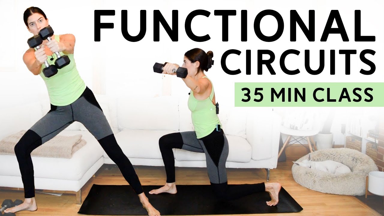 Functional Strength Circuits Workout (35 Mins) - Medium-Light Weights ...