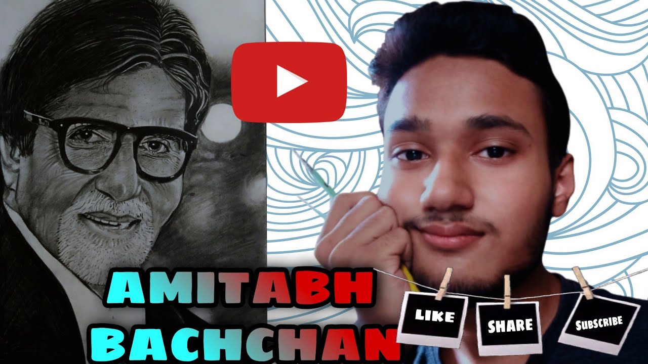 How to draw Amitabh Bachchan through pencil sketch/Time-lapse video ...