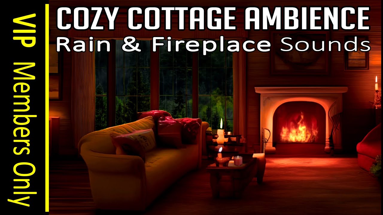 Cozy Cottage Ambience: Rain & Fireplace Sounds for Sleep (10 Hours ...