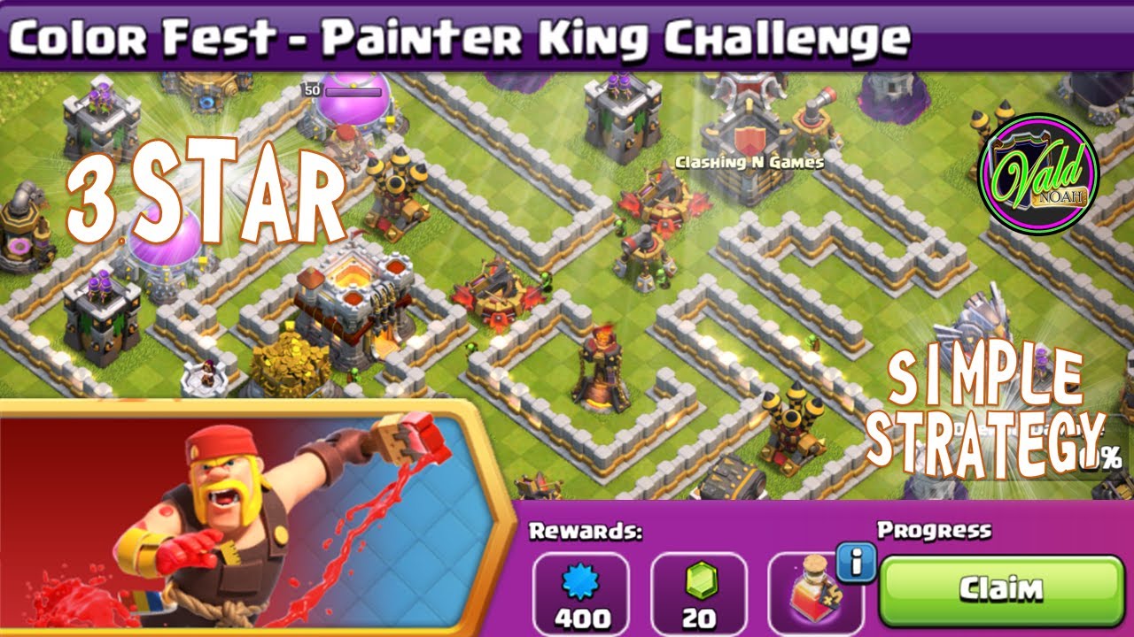 Finish Color Fest - Painter King Challenge with 3 Star | Clash of Clans ...