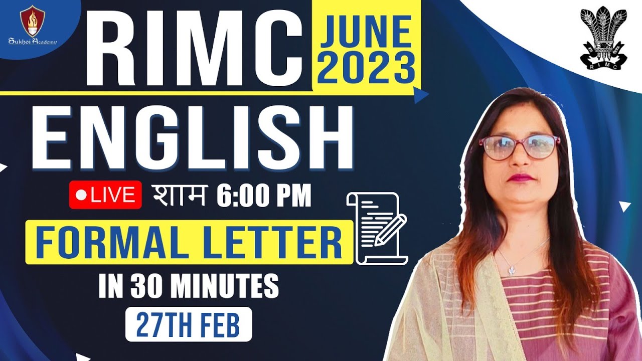 FORMAL LETTER | RIMC Online Coaching | RIMC June 2023 | Lucknow - YouTube