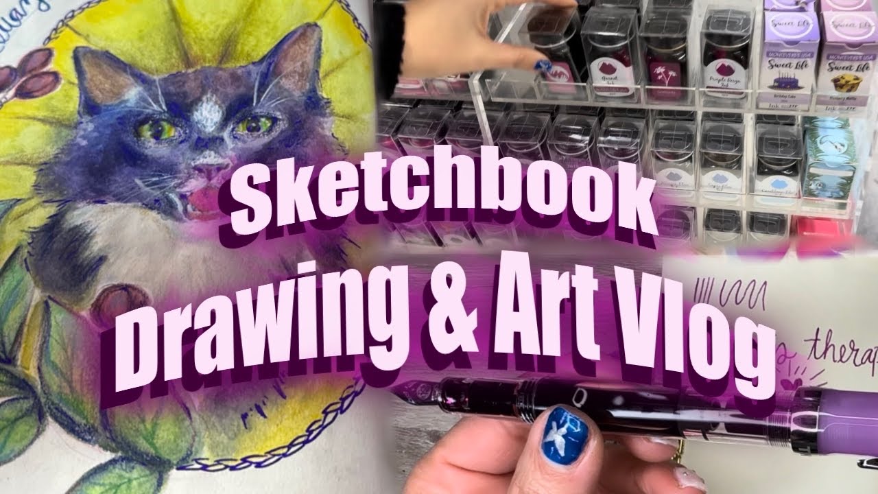 🖼️ 📖 Art Vlog, Sketchbook mixed media drawing ️ with Art Store Visit ...