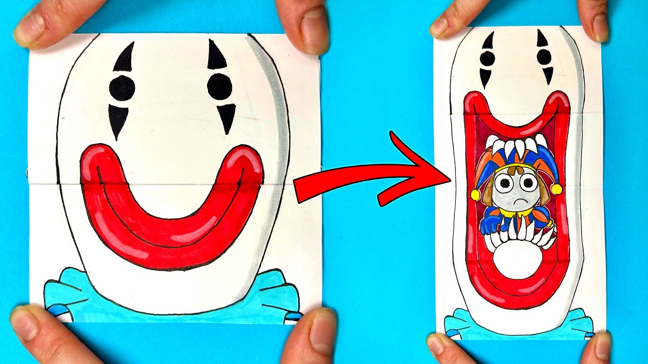 How To Draw Scary Clown Kaufmo who Ate Girl Pomni 🤡 Horror from The ...