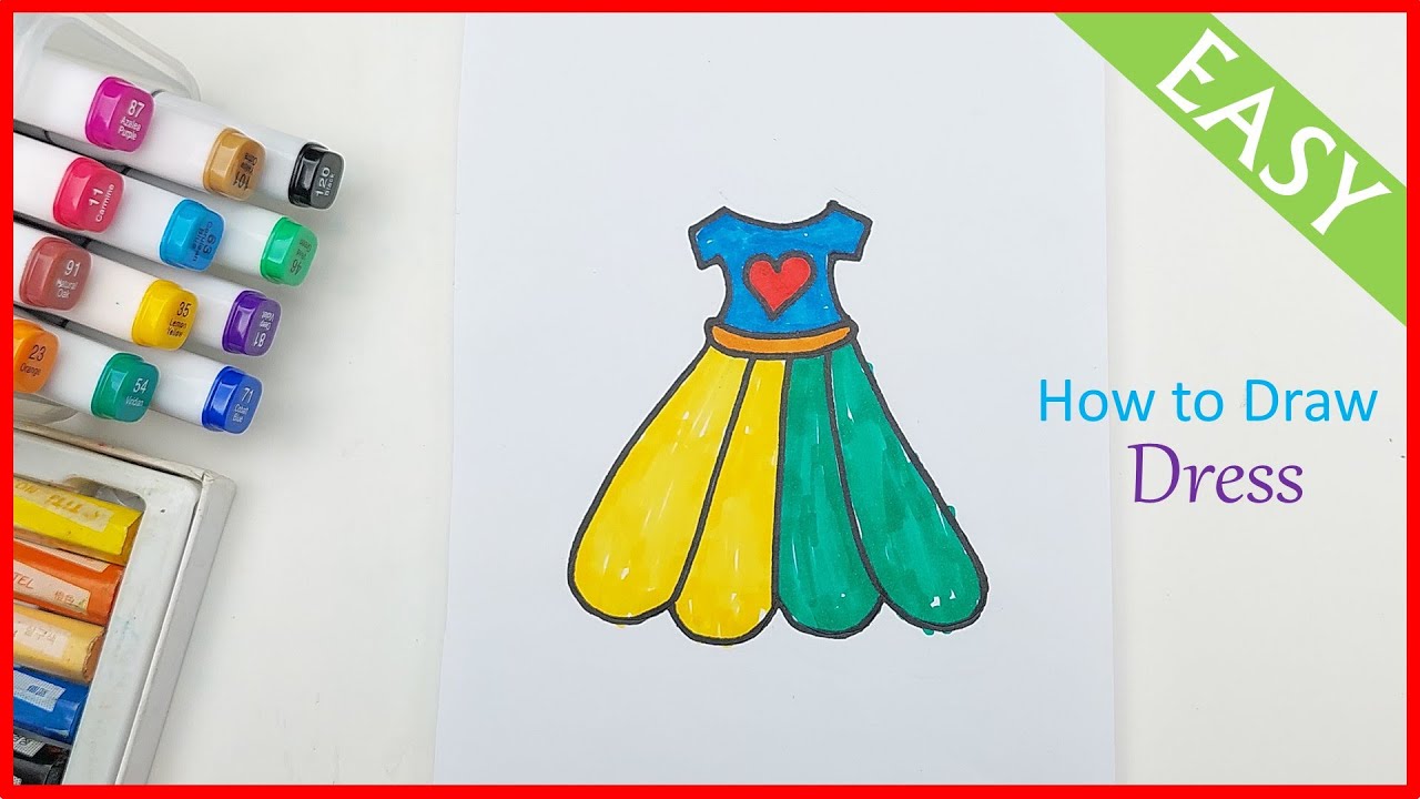 How to Draw a Girl Dress Step by Step | Easy and Simple Drawing For ...