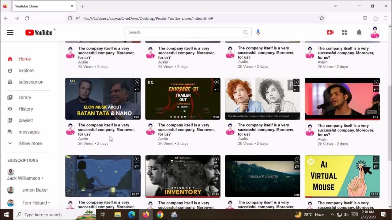 CodeClause-Intern-Pinaki-YouTube-Clone-Golden-Projects-Task-1 - YouTube