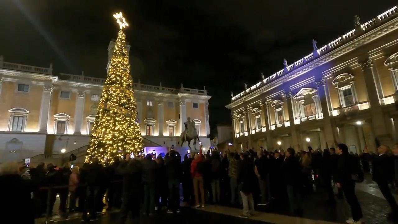Rome lights up Christmas trees and decorations - YouTube