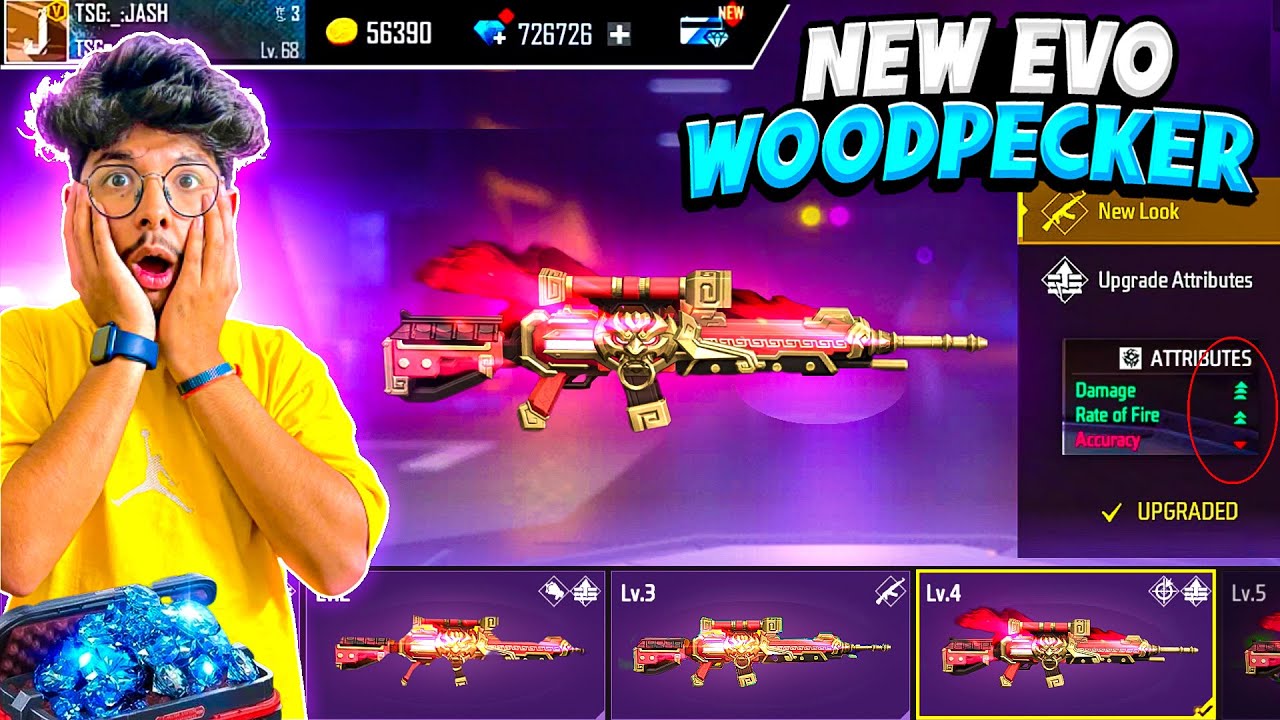 Free Fire I Got New Evo Woodpecker Gun Skin😍 ️ Upgraded To Max Level ...