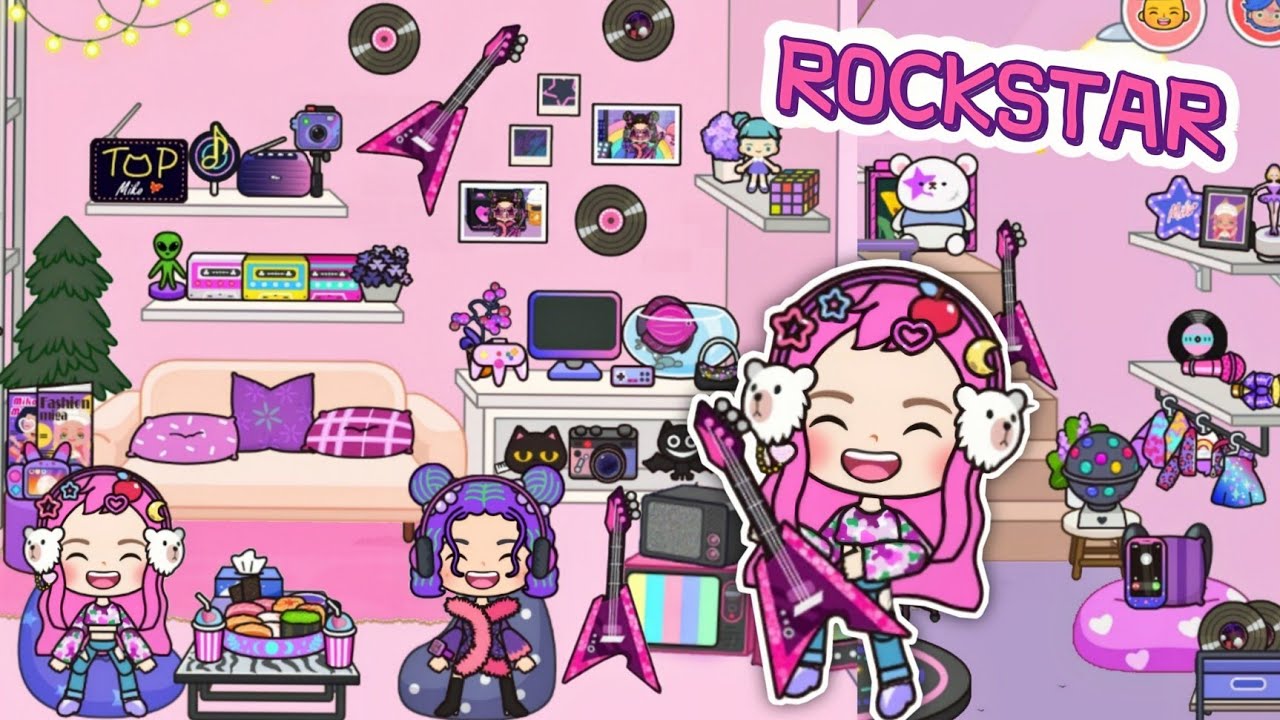 PURPLE ROCKSTAR 💜APARTMENT DESIGN IN MIGA WORLD | mae game station - YouTube