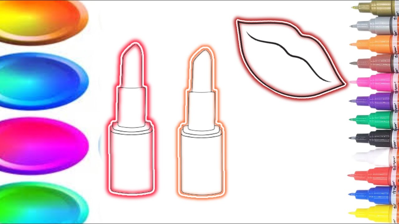 how to draw & colour a lipstick 💄| lipstick drawing | draw a colourful ...