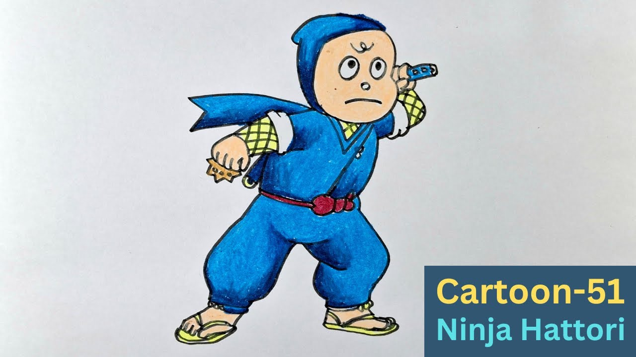 How to draw Ninja Hattori - Kun ? easy cartoon drawing tutorial for ...