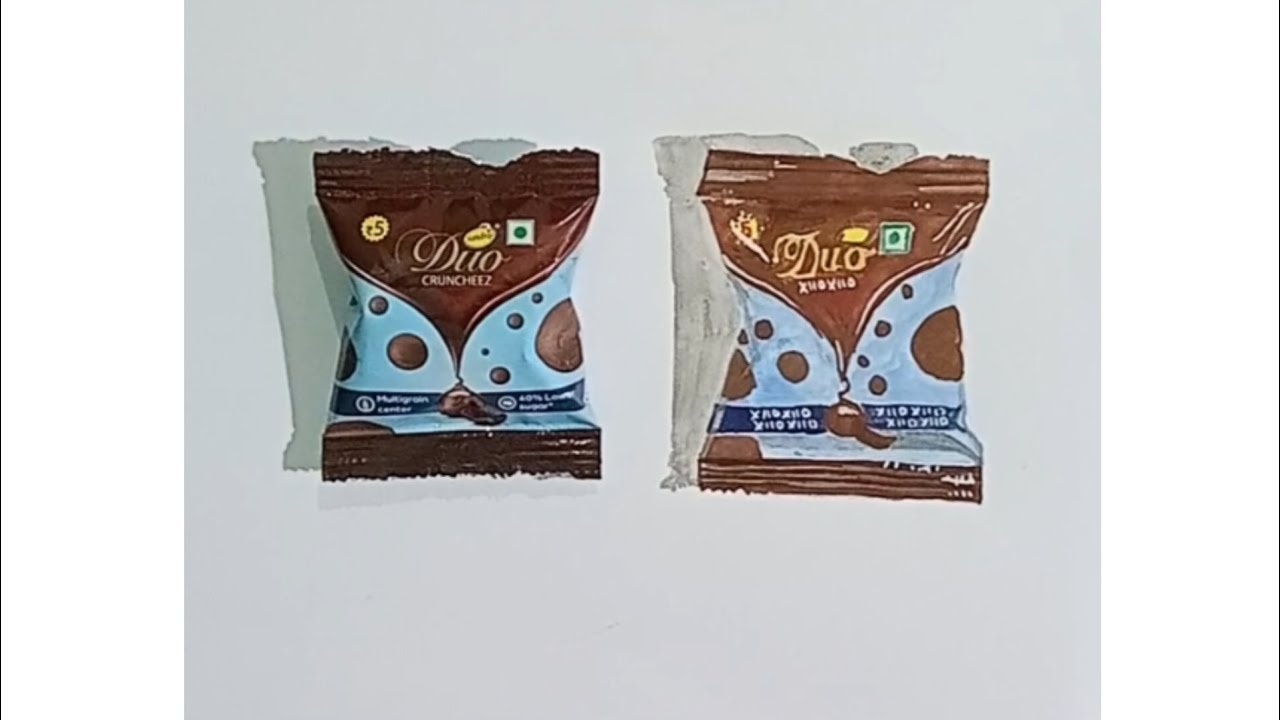 Very easy realistic Choco packet water colour drawing step by step ...