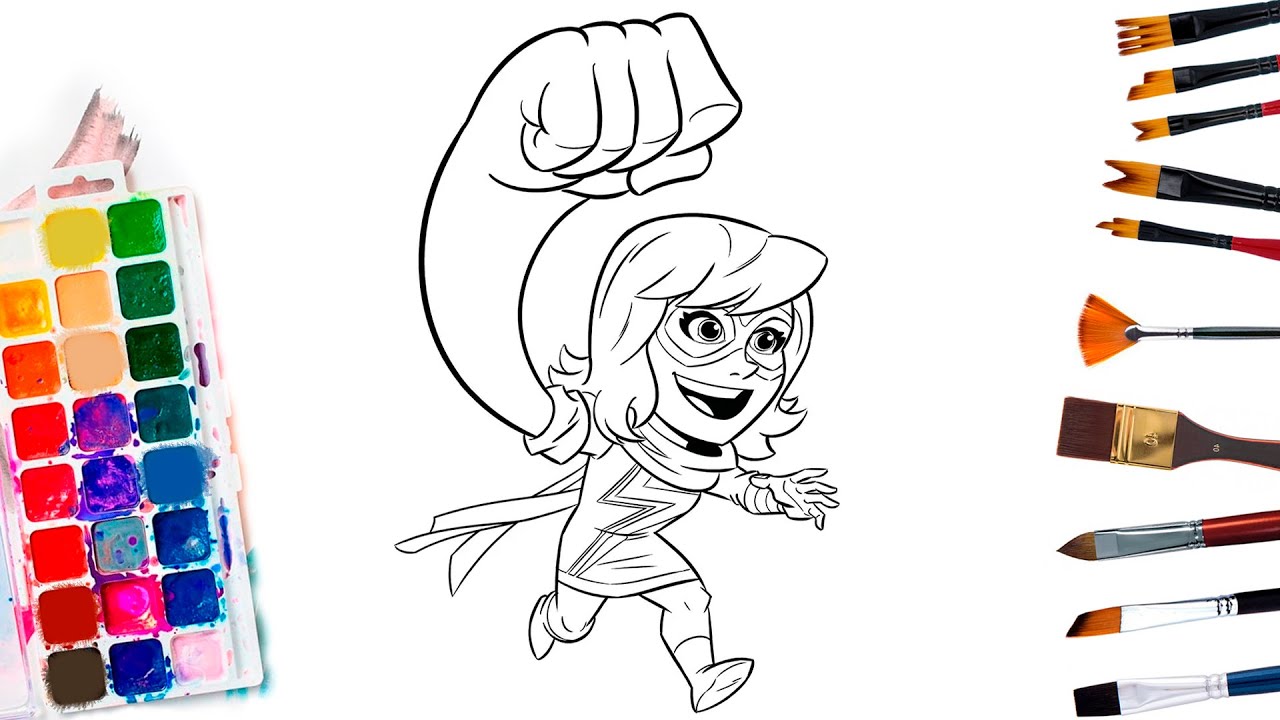 Ms. Marvel Coloring And Drawing | Girl Super Hero Coloring Page - YouTube