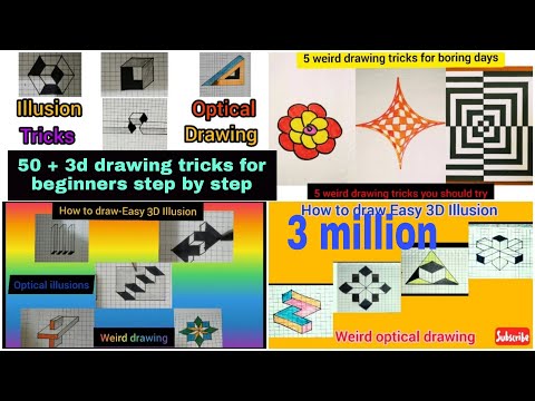Optical Art ❗50  Easy 3D Drawing step-by-step for beginners ||weird optical on paper