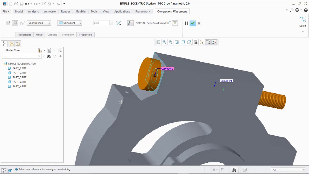 PTC - Creo Tutorials : Simple Eccentric Mechanism Assembly - YouTube