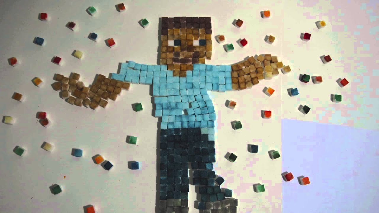 Dancing Minecraft Steve (made out of sugar cubes) - YouTube