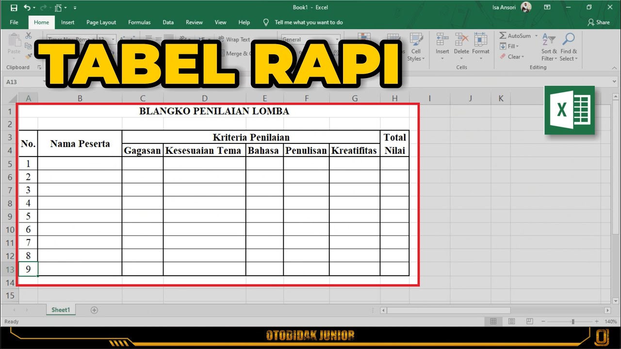 membuat tabel di excel untuk pemula - YouTube