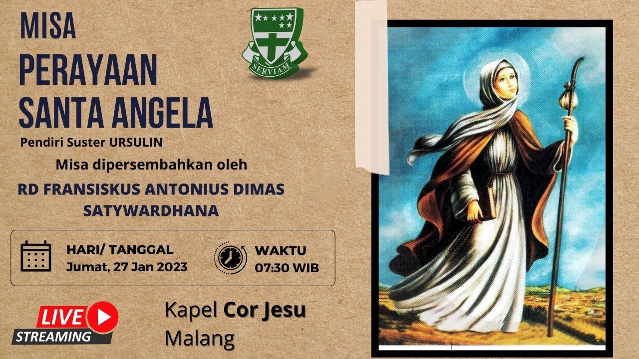 MISA Perayaan Santa Angela tahun 2023 Kampus Cor Jesu Malang - YouTube