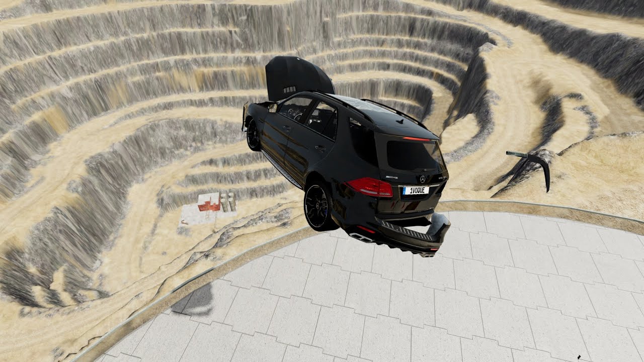 Cars Falling Down The Quarry-BeamNG Drive - YouTube