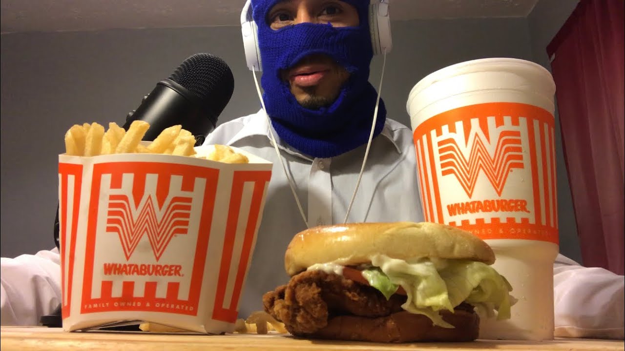 Spicy chicken sandwich from Whataburger ASMR - YouTube